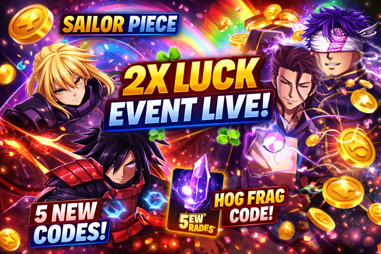 Sailor Piece 2x Luck Event Live 5 New Codes Hog Frag Compensation